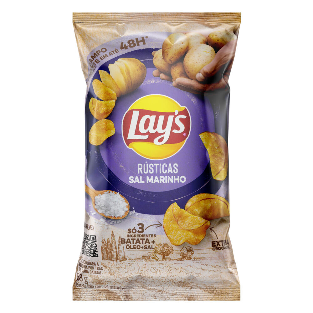 Batata Lays Rústica Sal Marinho 68g