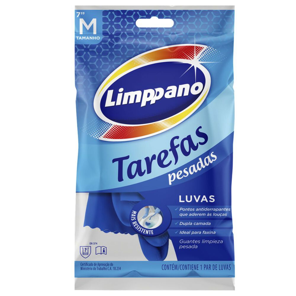 Luva Limppano Tarefas Pesadas Multiuso M Unid.