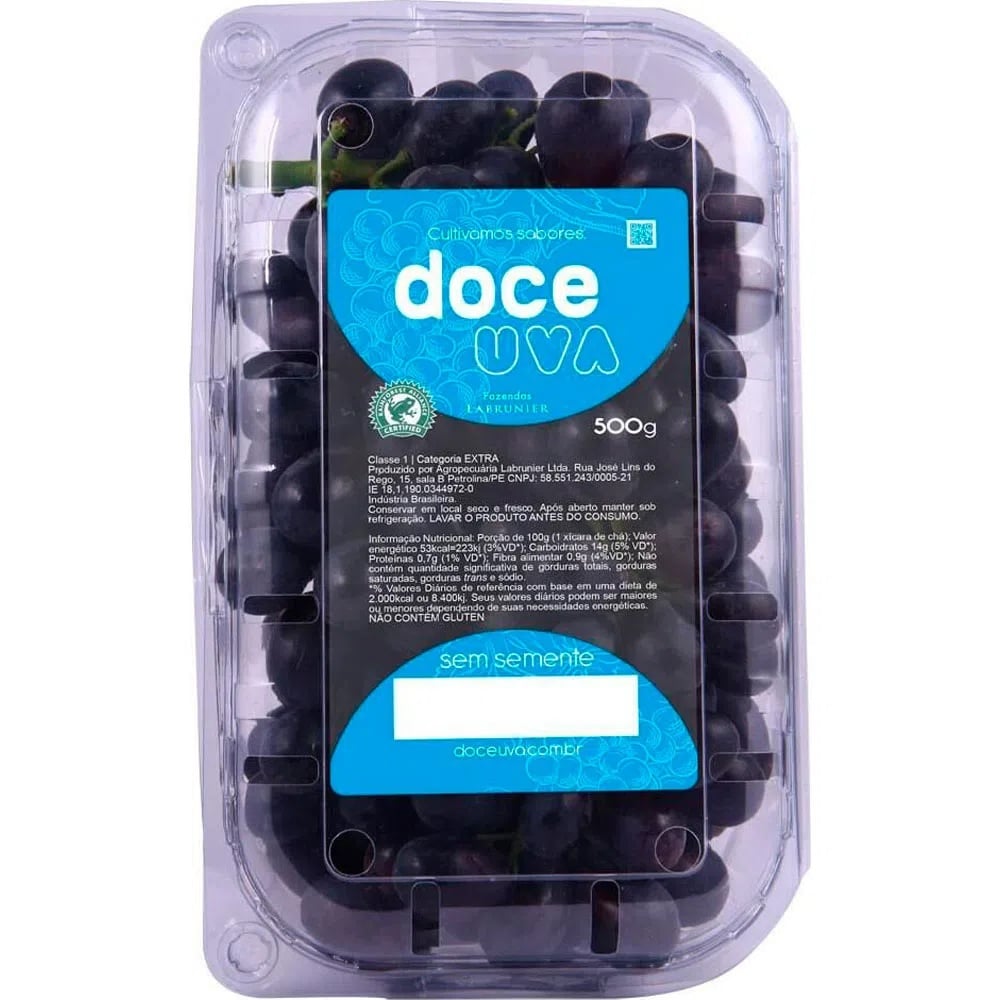 Uva Preta Sem Semente Doce Uva 500g