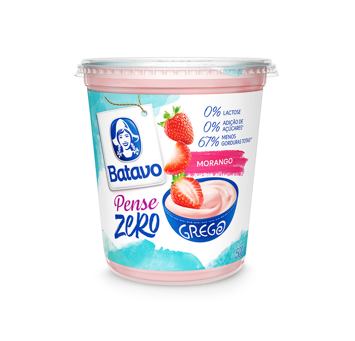 Iogurte Grego Batavo Pense Zero Zero Lactose Morango 450g
